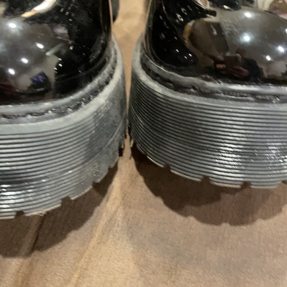 Black Shiny Black Combat Boots Truffle Collection - Gem